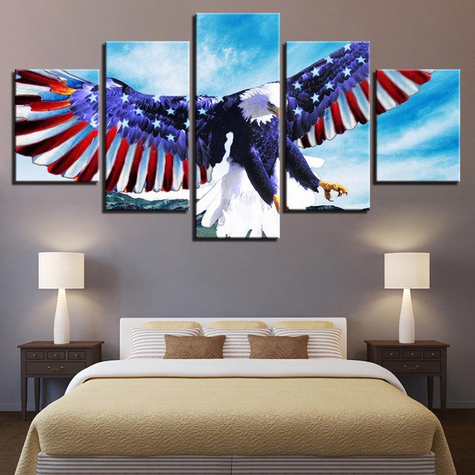 American Flag And Eagle Spread Wings Abstract Art Large Fram | Inspire ...