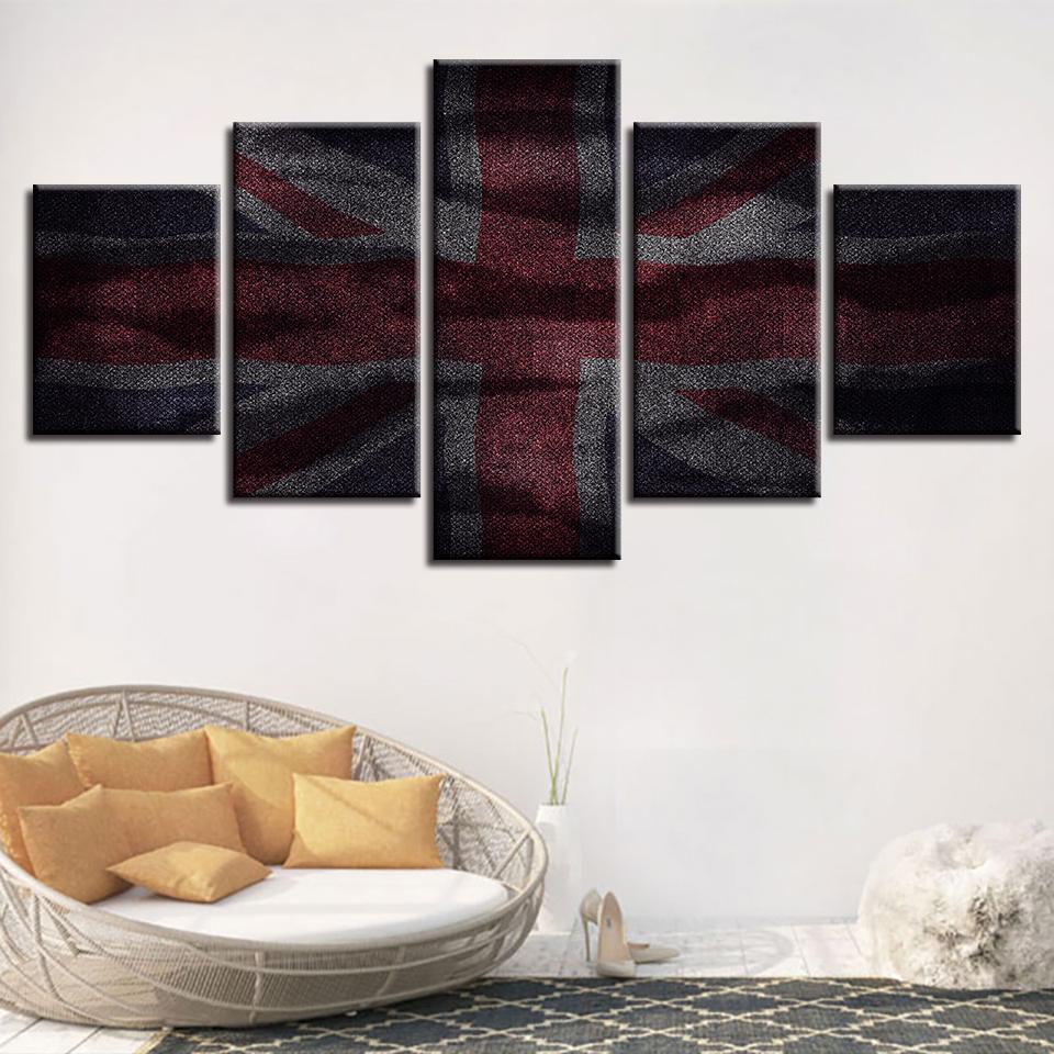 British Flag Abstract Art Large Framed 5 Pieces Canvas Wall | Inspire ...