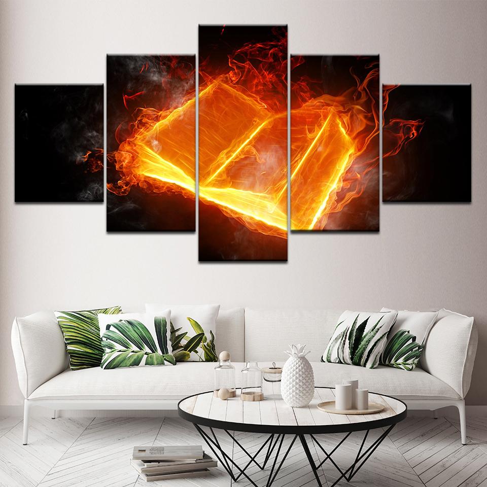 Burning Book Flame Abstract Art Large Framed 5 Pieces Canvas | Inspire ...