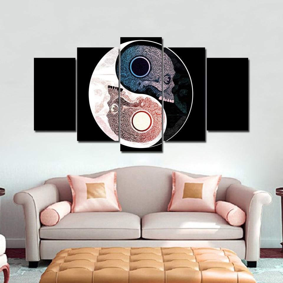 Yin Yang Simvol Cherepa Uzor Abstract Art Large Framed 5 Pie | Inspire ...