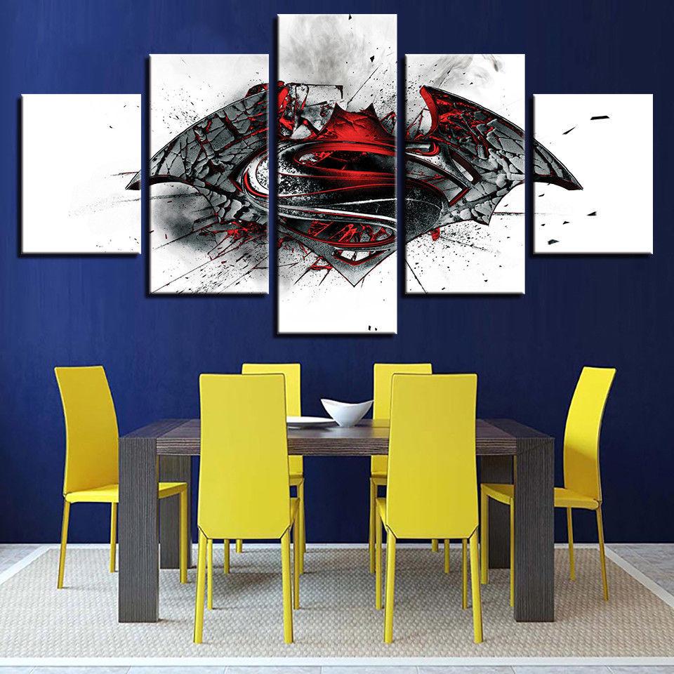Batman Vs Superman 1 Dc 5 Pieces Canvas Wall Art, Large Fram | Inspire ...
