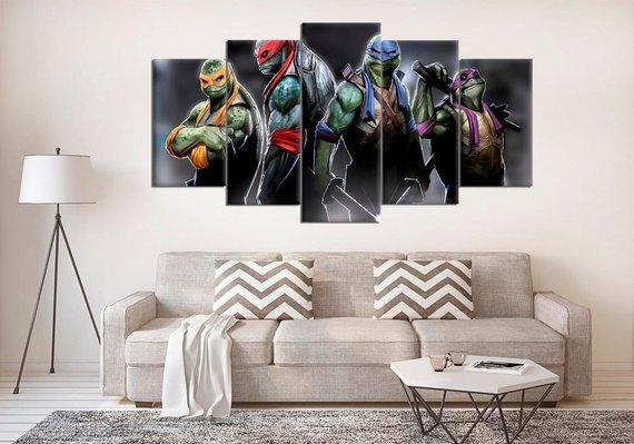 Large Teenage Mutant Ninja Turtles Movie 5 Pieces Canvas Wal | Inspire ...