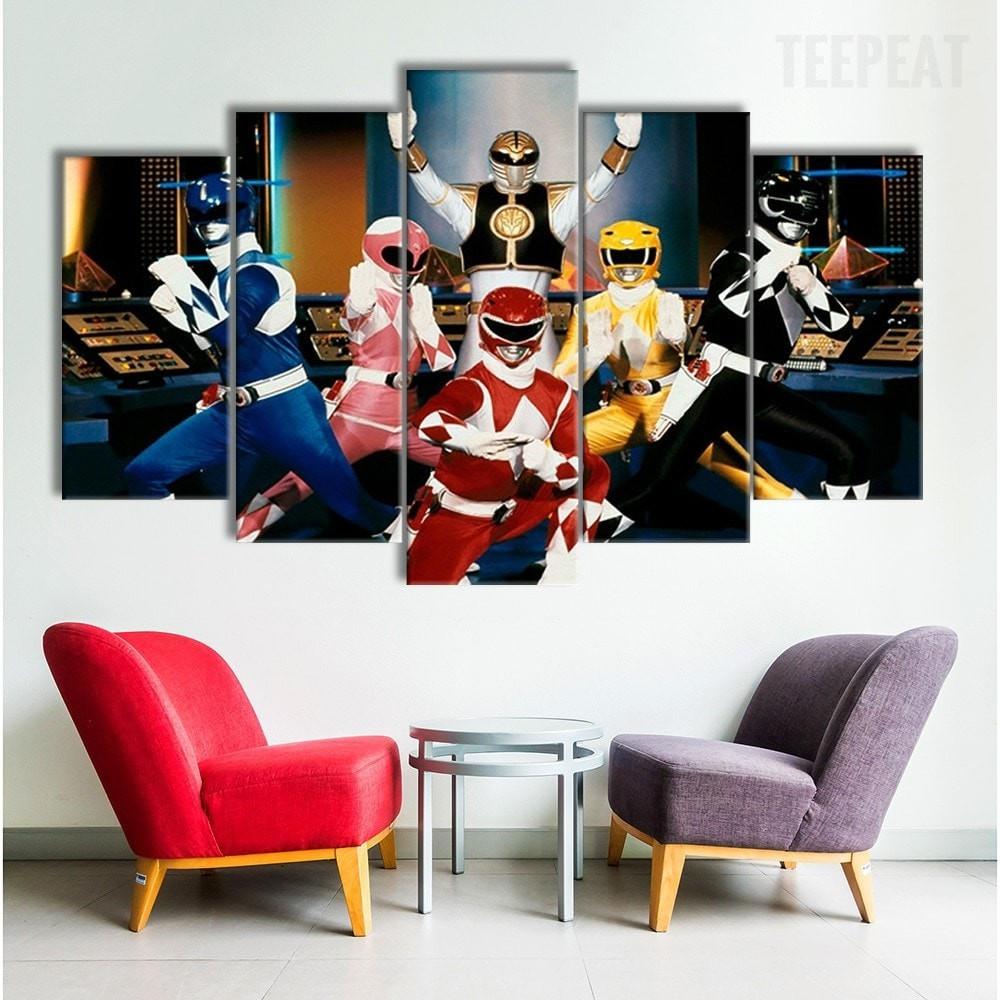 Power Rangers Movie 5 Pieces Canvas Wall Art, Large Framed 5 | Inspire ...