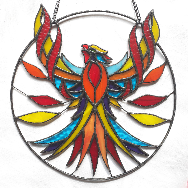 Stained Glass Phoenix Suncatcher, Fire Bird Stained Glass Pa | Inspire ...