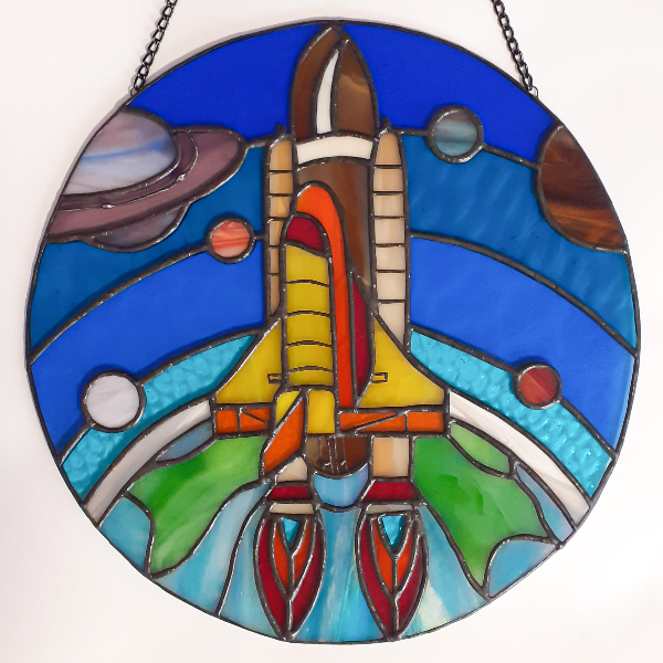 Spaceship Suncatcher, Ufo Stained Glass, Rocket Stained Glas | Inspire ...