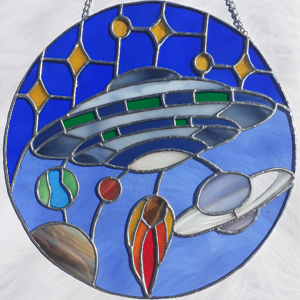 UFO Stained Glass Panel, Ufo Stained Glass, Stained Glass Wi | Inspire ...