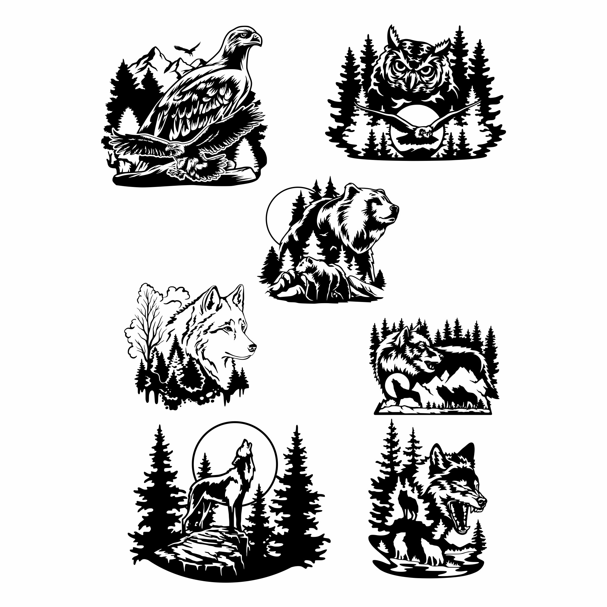 Wildlife Stencils SVG, Mountain Animals Svg Bundle, Bear svg | Inspire ...