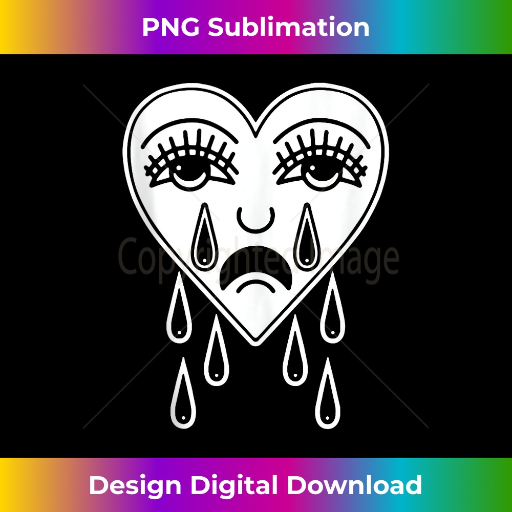 Crying Heart American Traditional Tattoo Old School Flash - | Inspire ...