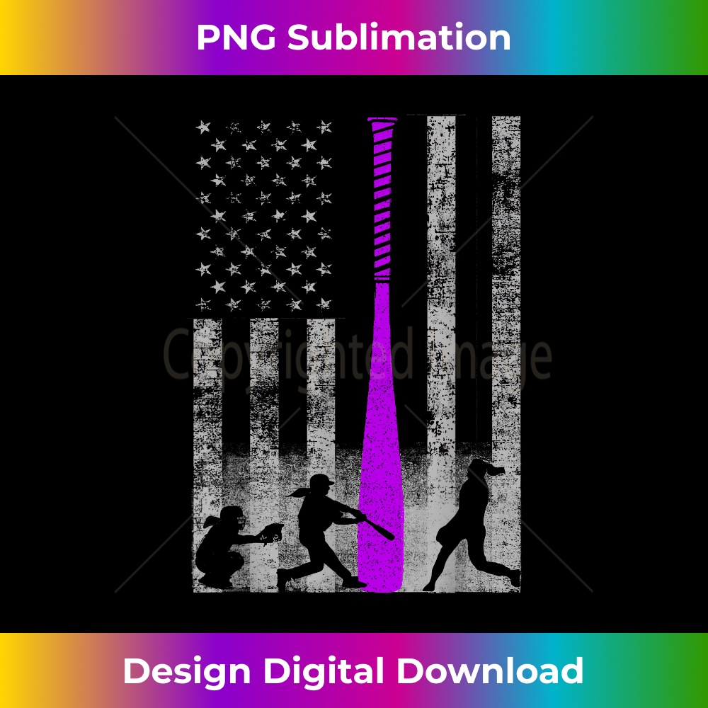 American Softball Flag - Players and Purple Bat - Timeless P | Inspire ...