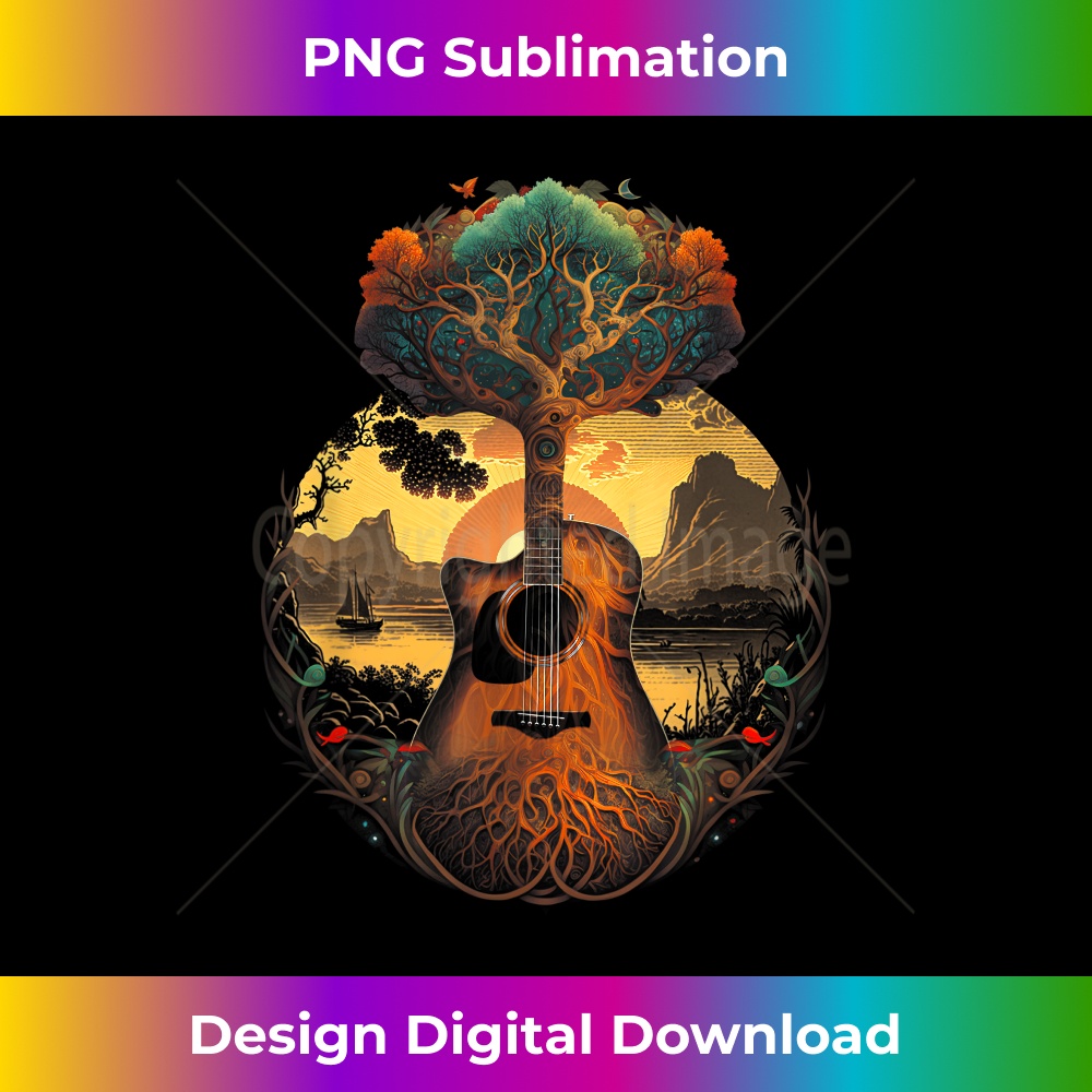 Acoustic Guitar Tree By The Lake Guitarist Sunset Retro - Ch | Inspire ...