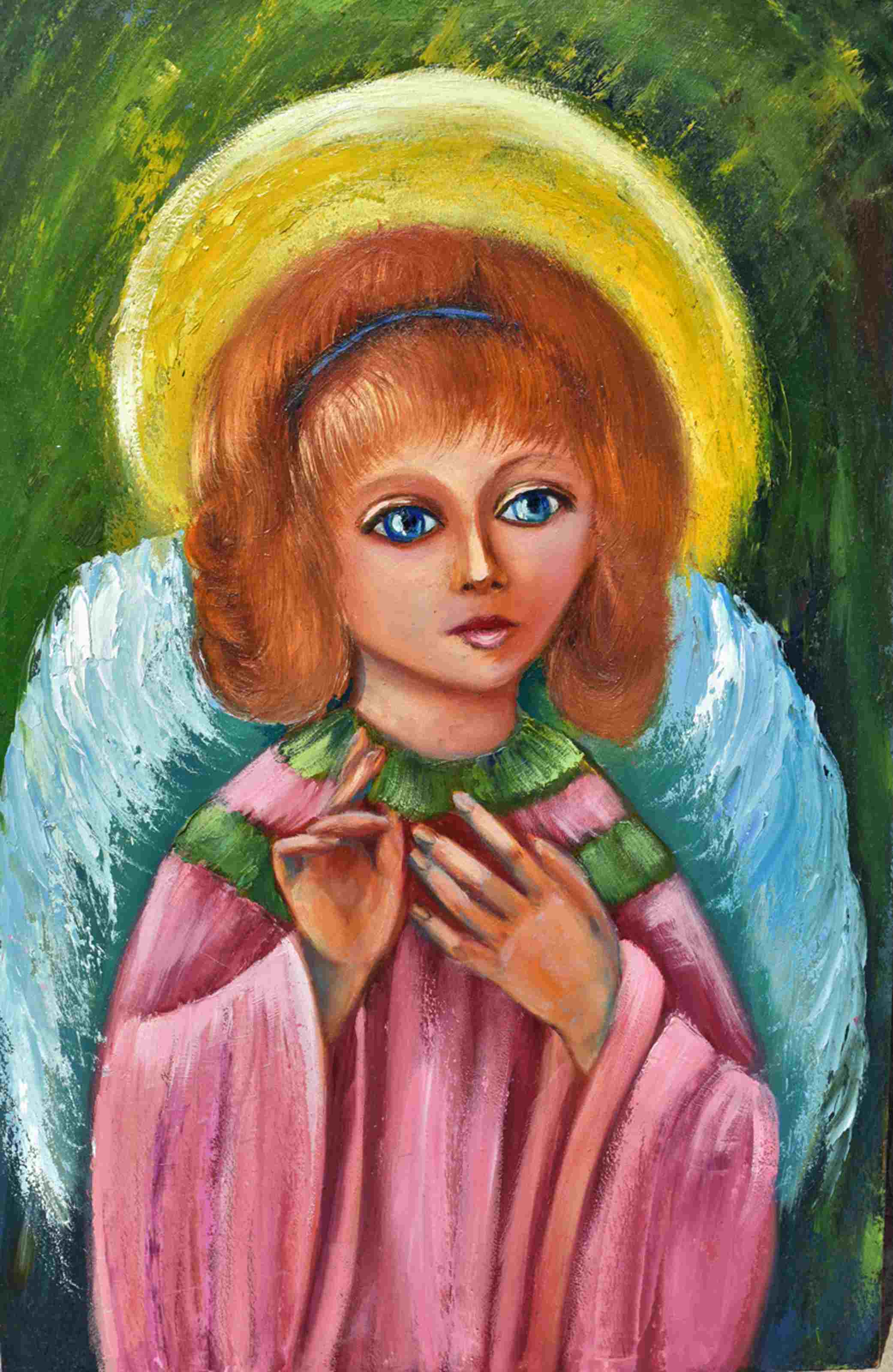 Little angel, religious painting on a panel, interior painti | Inspire ...