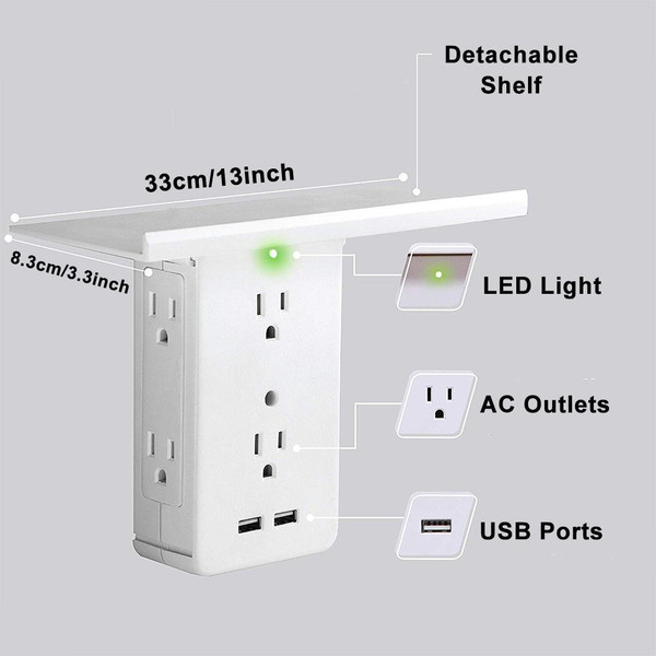 Multi Plug Outlet Socket (Shelf+USB Ports) | Inspire Uplift