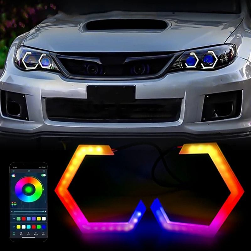 Hexagon LED Angel Eyes Headlight – RGB APP Control | Inspire Uplift