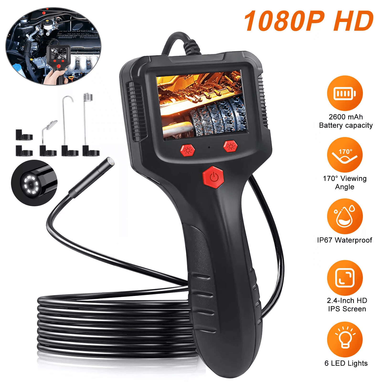 2.4" LED HD Handheld Industrial Borescope Camera | Inspire Uplift