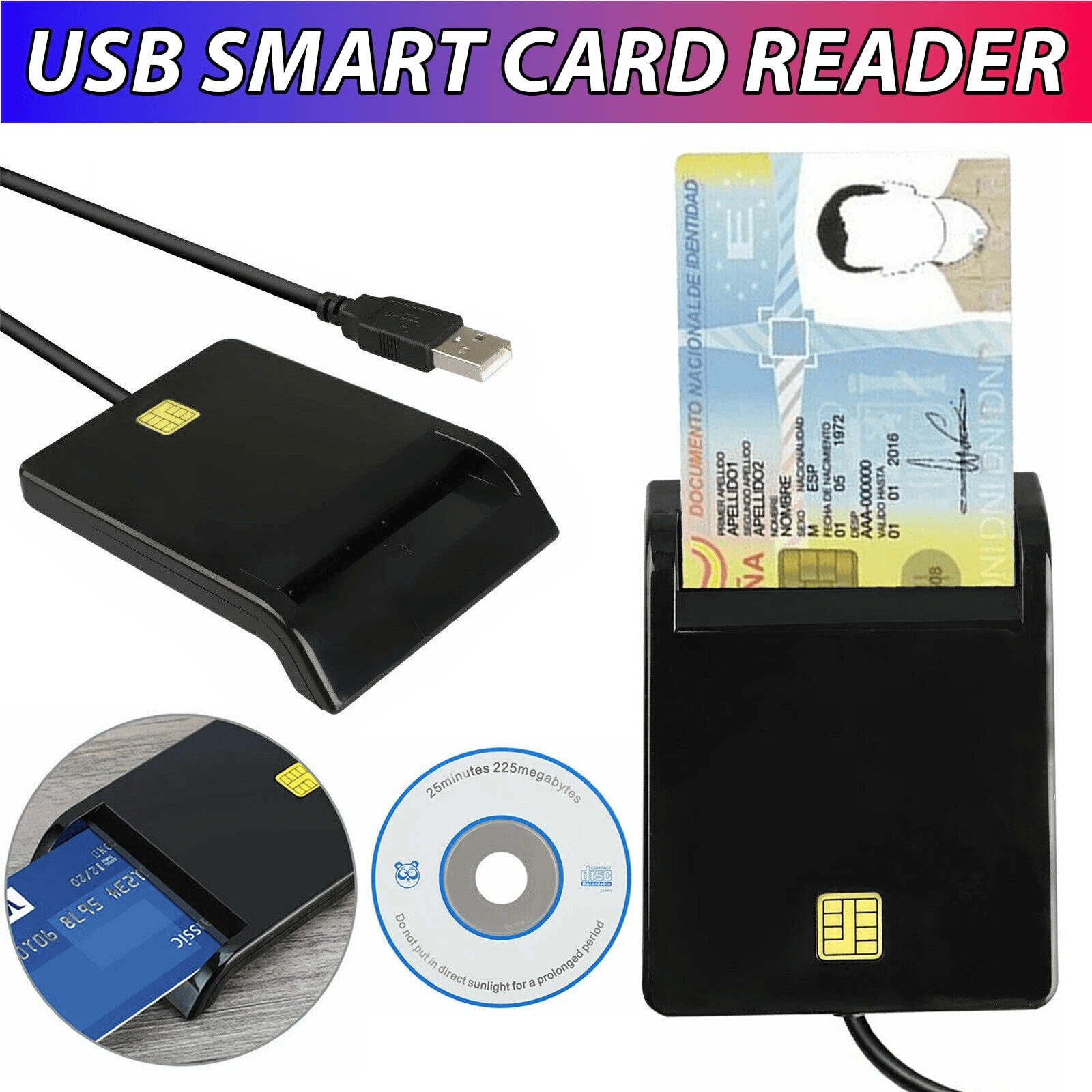 USB 2.0 CAC Smart Card Reader for Windows & Mac | Inspire Uplift