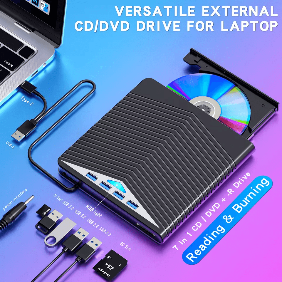 External CD DVD Drive for PC Laptop Windows 10/11 | Inspire Uplift