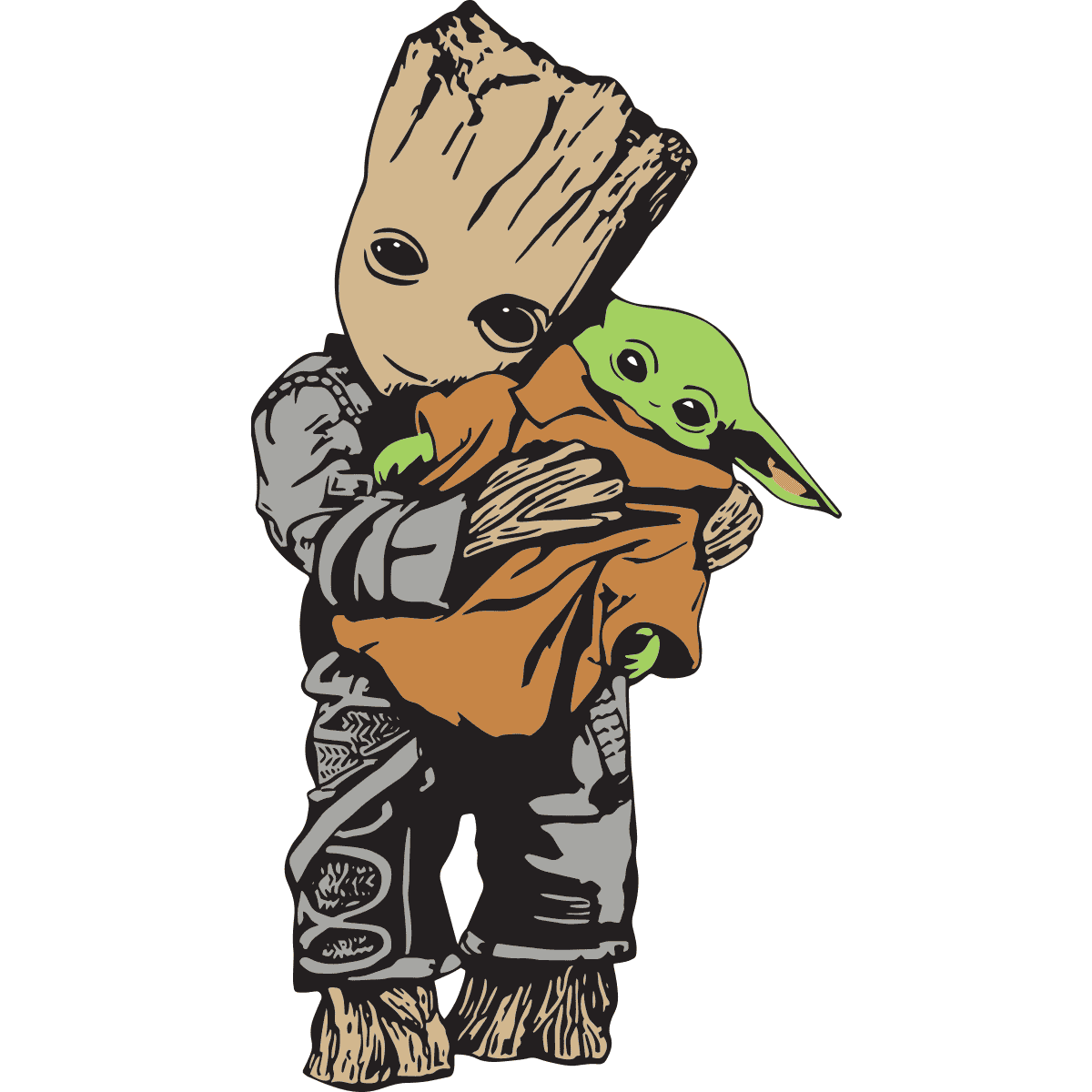 Baby Groot Hugging Yoda - Groot And Yoda SVG | Inspire Uplift