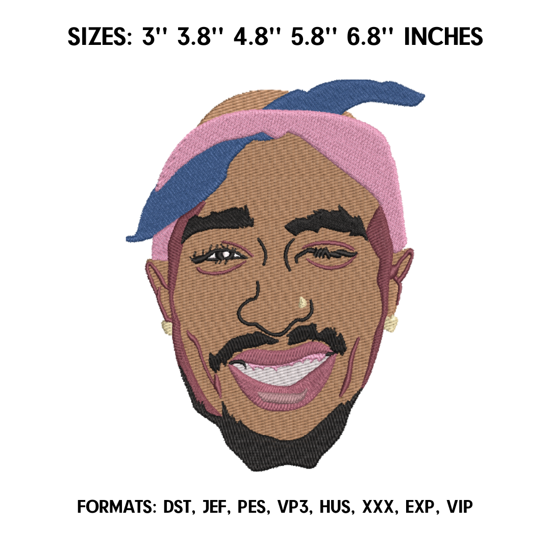 2Pac Embroidery Design File, Music Rap Embroidery Design, Ma | Inspire ...