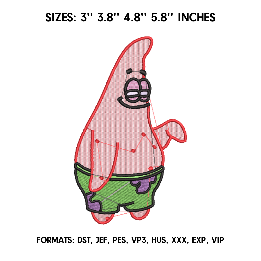 Patrick Embroidery Design File, SpongeBob Embroidery Design, | Inspire ...