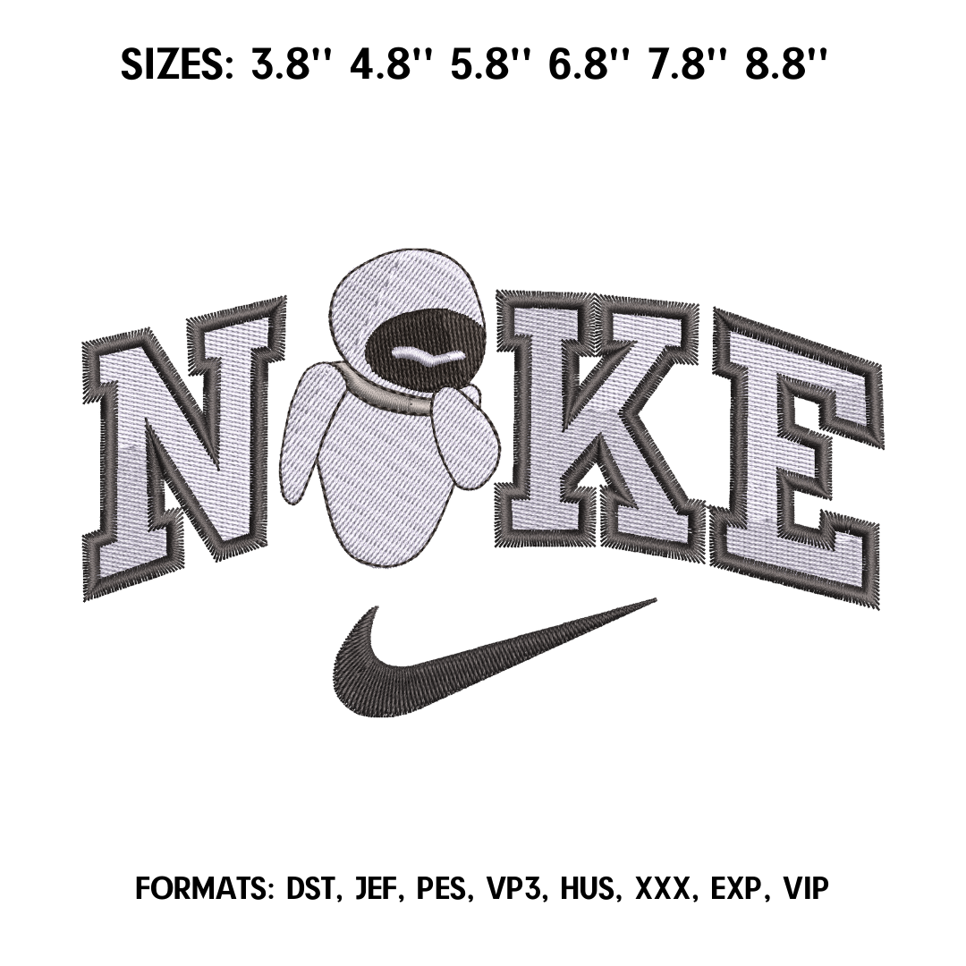 Nike Wall E Embroidery Design File, Wall E Anime Embroidery | Inspire ...