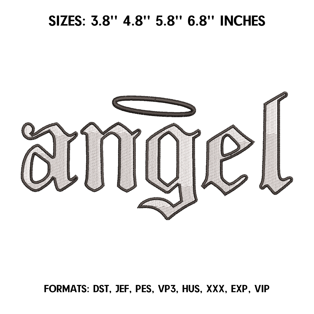 Angel Letter Embroidery Design File, Cutie Embroidery Design | Inspire ...