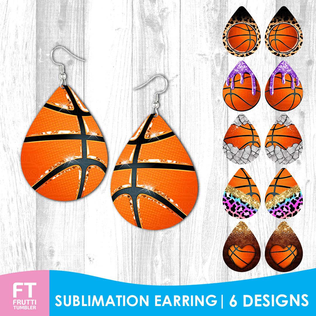 Basketball Earring Sublimation Design, Teardrop Earring Bund - Inspire ...