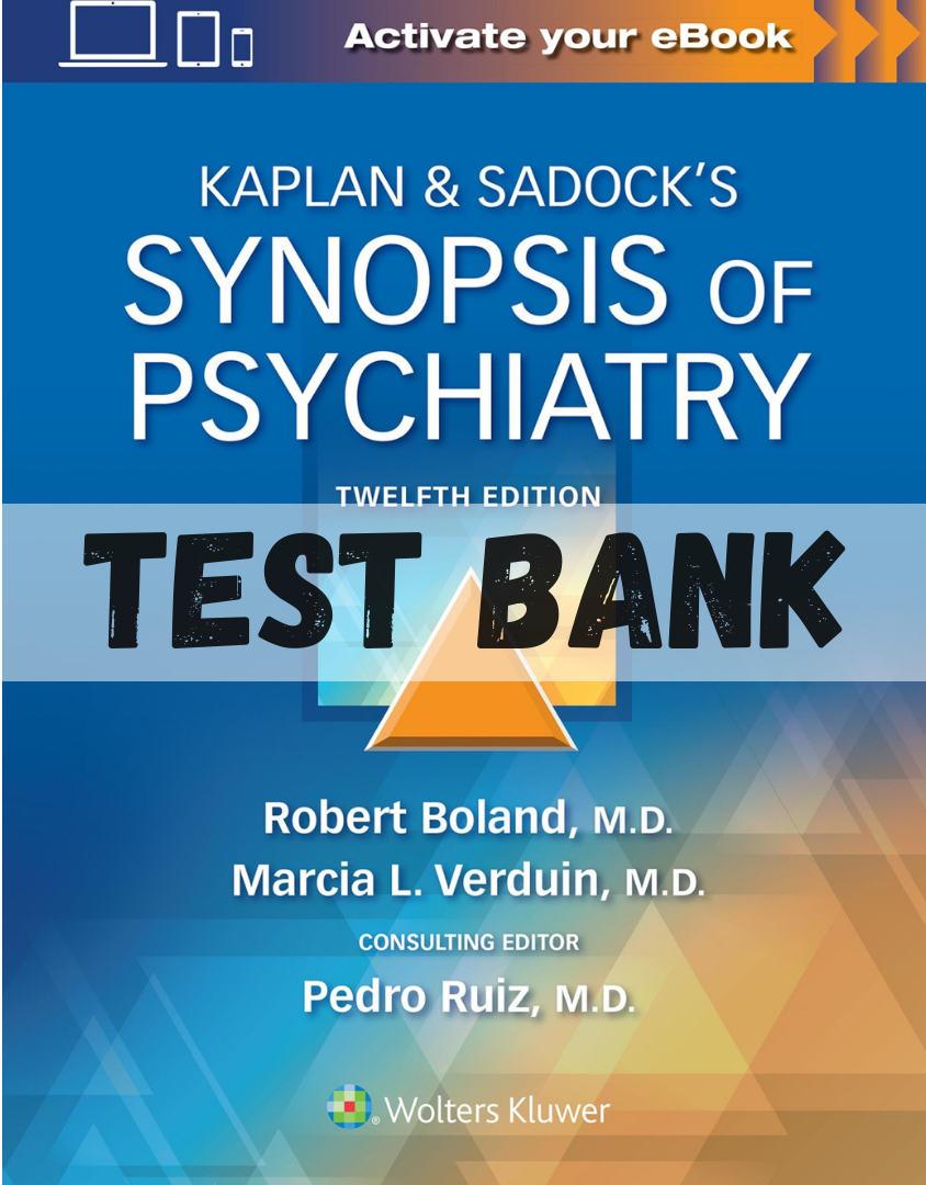 Test Bank for kaplan and Sadock's Synopsis of Psychiatry 12t | Inspire ...