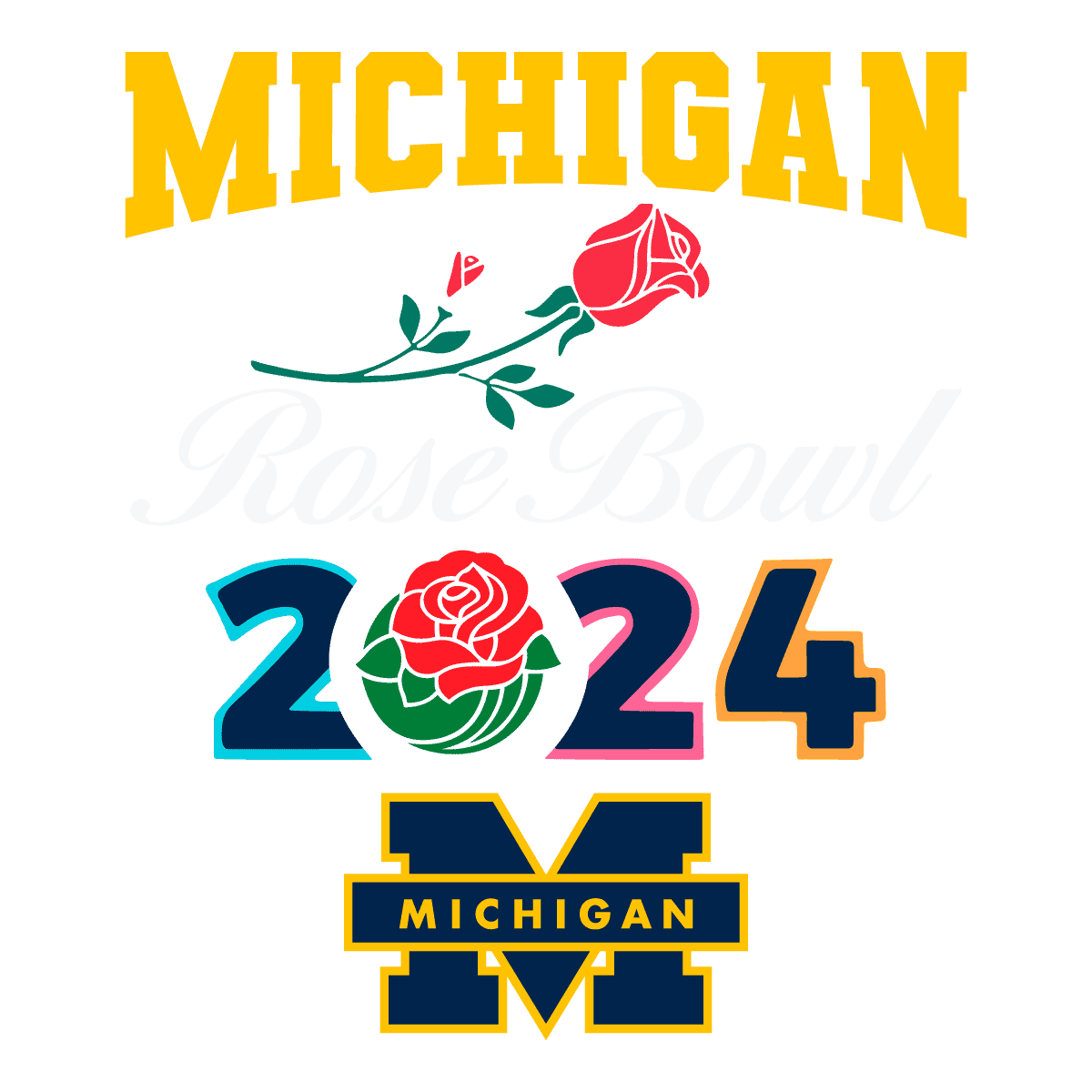 Michigan Rose Bowl 2024 Football SVG Digital Download | Inspire Uplift