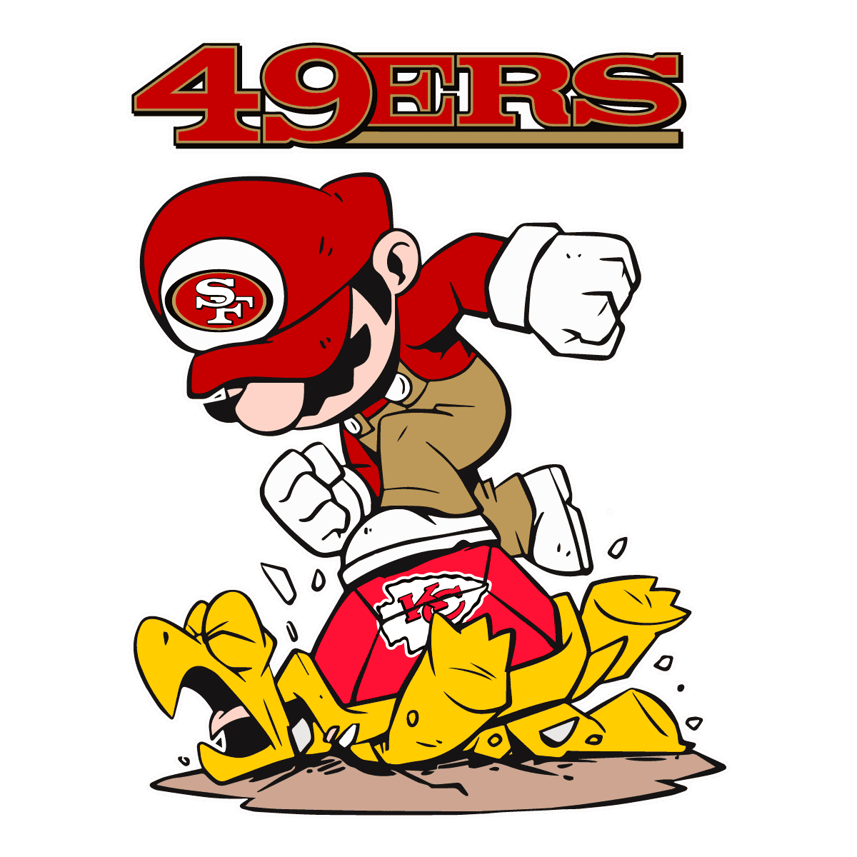 Mario 49ers Stomps On Kansas City Chiefs SVG - Inspire Uplift