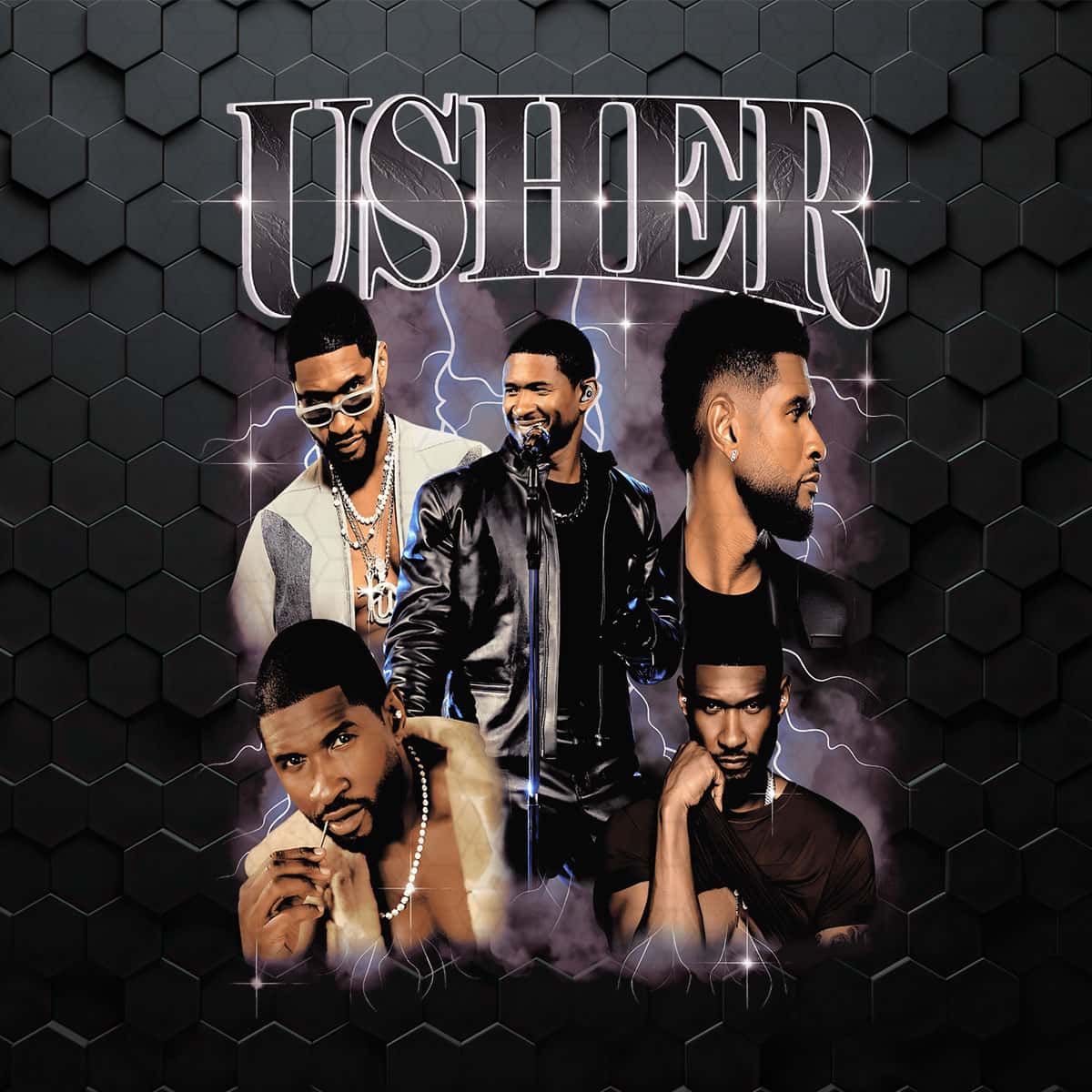 Retro Usher Singer Pop Music PNG | Inspire Uplift