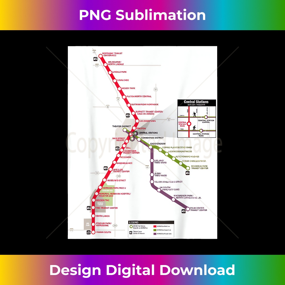 Houston Metro Rail System Map - USA - Contemporary PNG Subli | Inspire ...
