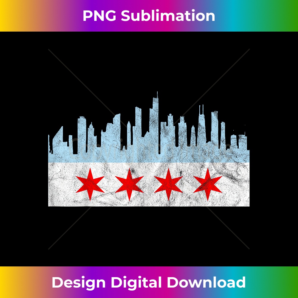 Chicago Flag Distressed Vintage Downtown Skyline Illinois - - Inspire ...