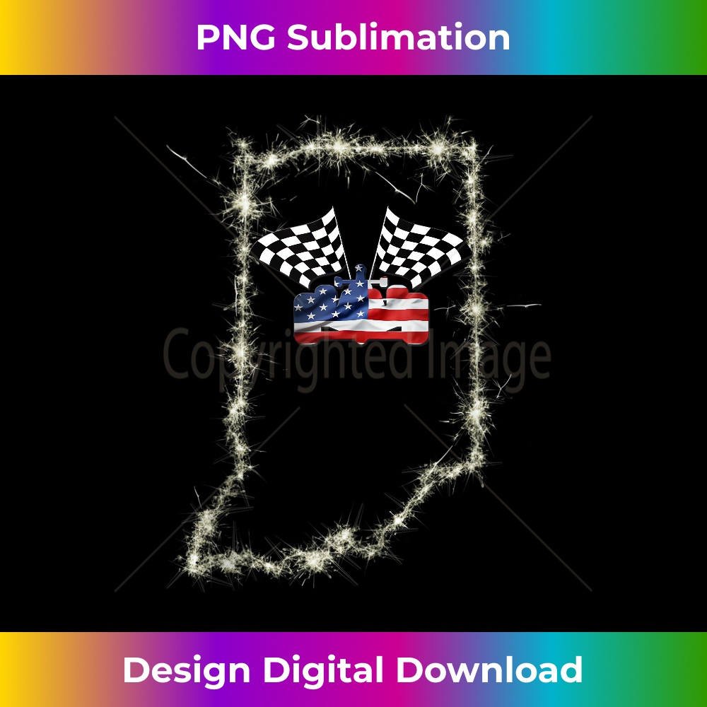 Indiana with Red White and Blue Racecar and Checkered Flags | Inspire ...