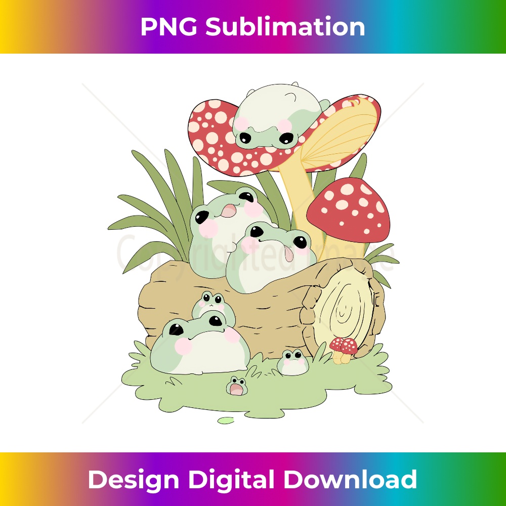 Cottagecore Aesthetic Frog Lying on Mushroom Cute Frog Lover | Inspire ...