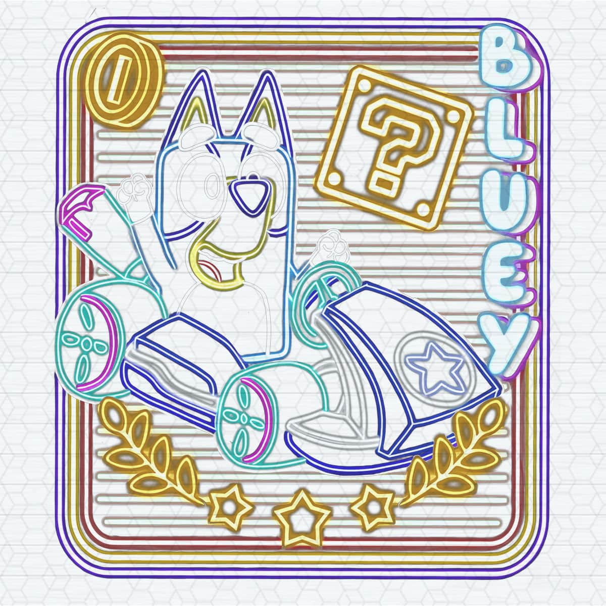 Funny Bluey Mario Kart Driving Car PNG | Inspire Uplift