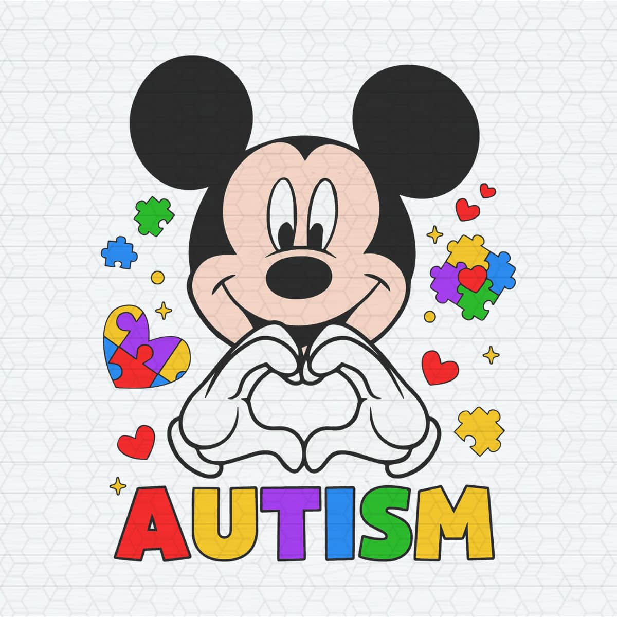 Funny Mickey Heart Hand Autism Awareness SVG - Inspire Uplift