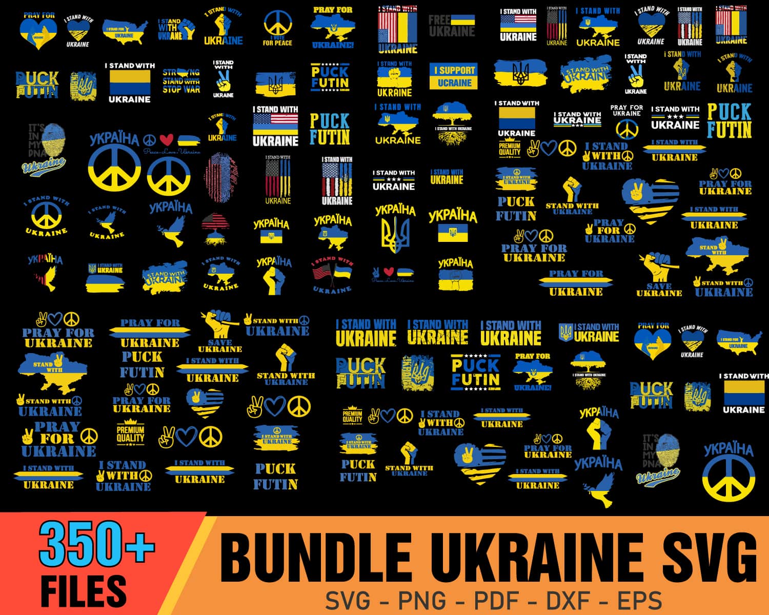 350 Files Bundle Ukraine SVG Peace Love SVG Stand With Ukrai - Inspire ...