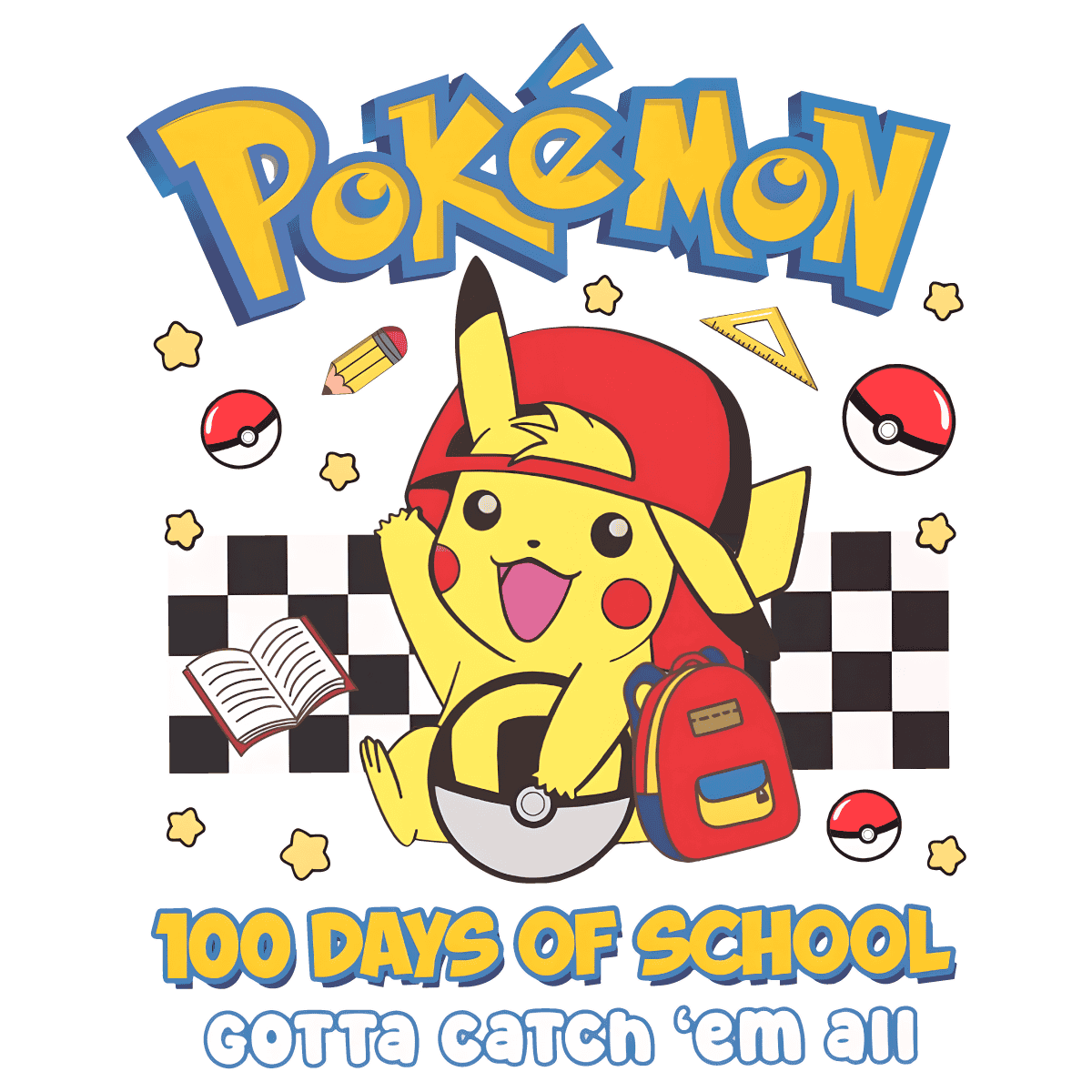 Pokemon 100 Days Of School Pikachu PNG | Inspire Uplift