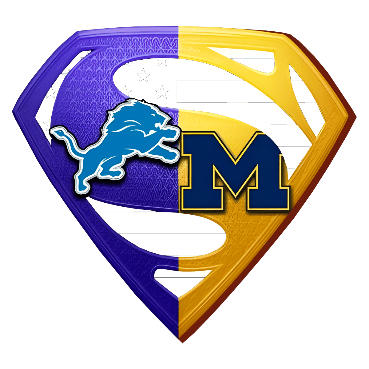 Detroit Lions And Michigan Wolverines Superman Logo PNG | Inspire Uplift
