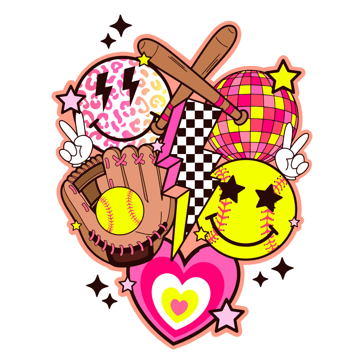 Retro Softball Game Day Lightning Bolt SVG | Inspire Uplift