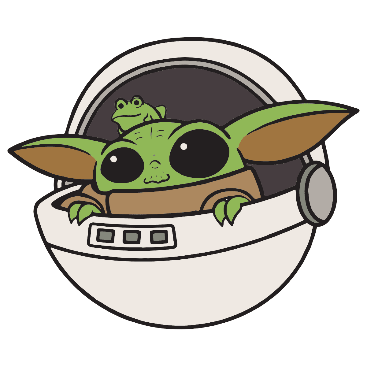 Baby Yoda With Frog - Trending Friendzone Gift Silhouette Yo | Inspire ...