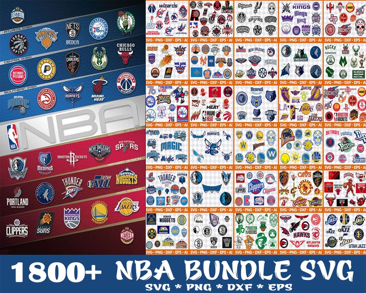 1800 Files Mega NBA Teams SVG Bundle, All NBA Teams SVG - Inspire Uplift