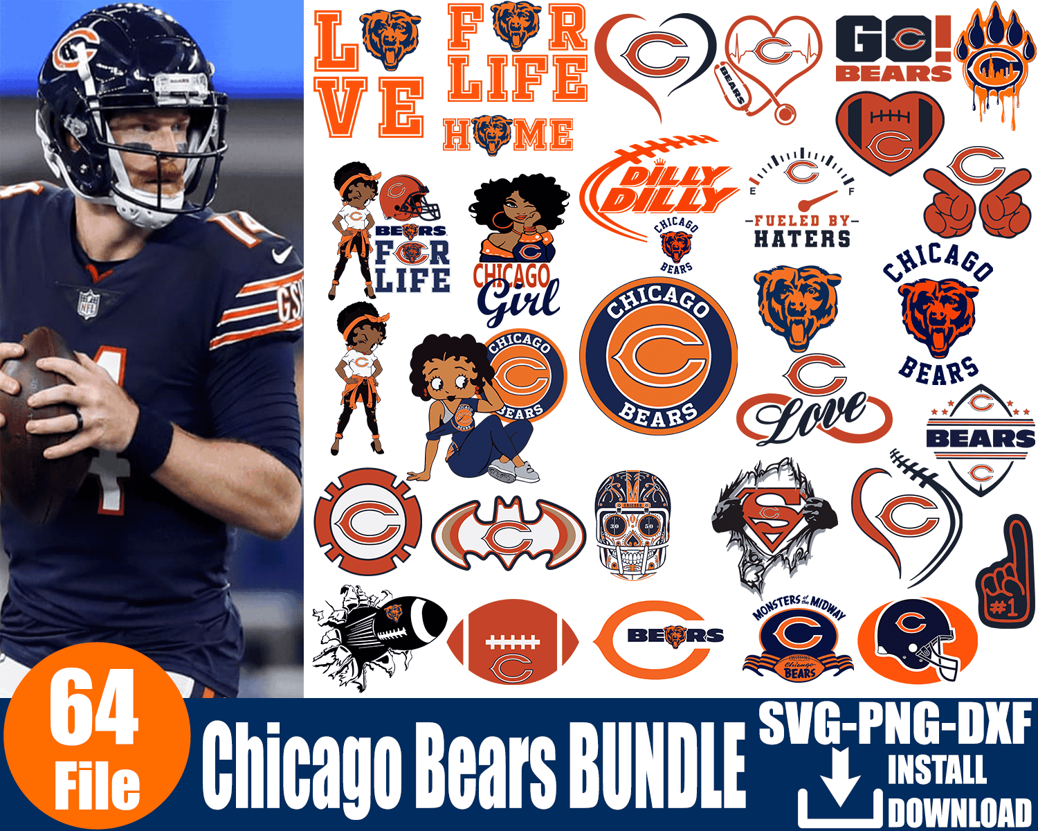 64 Files Chicago Bears Svg bundle, Chicago Bears Girl Svg | Inspire Uplift