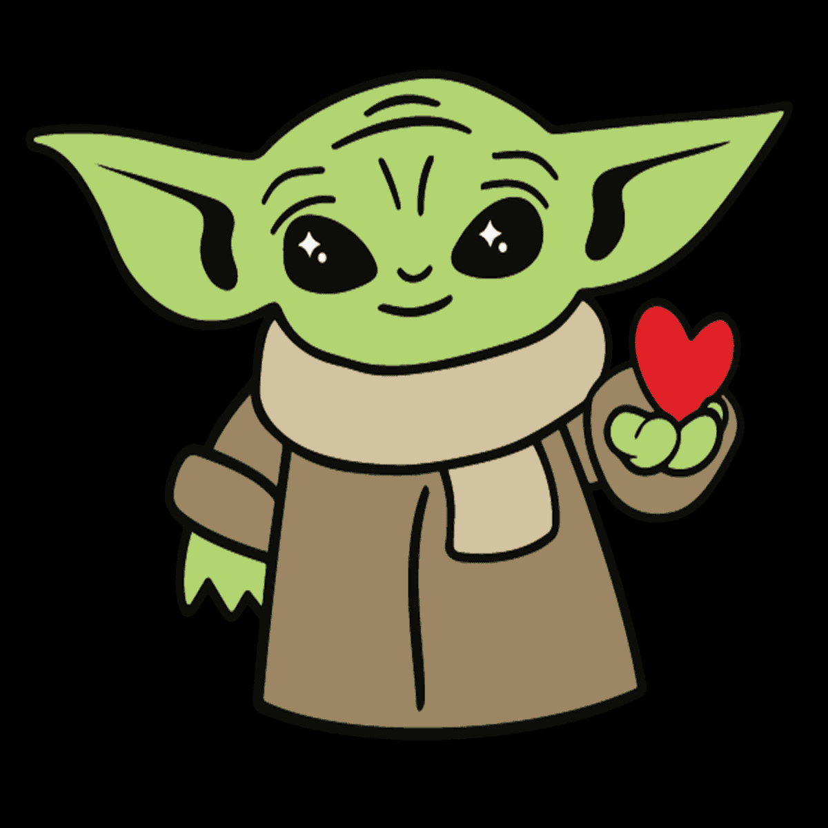Baby Yoda With Heart SVG | Inspire Uplift