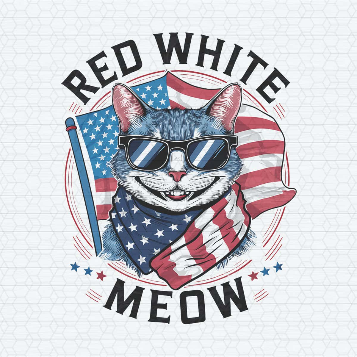 Red White And Meow America Flag PNG | Inspire Uplift