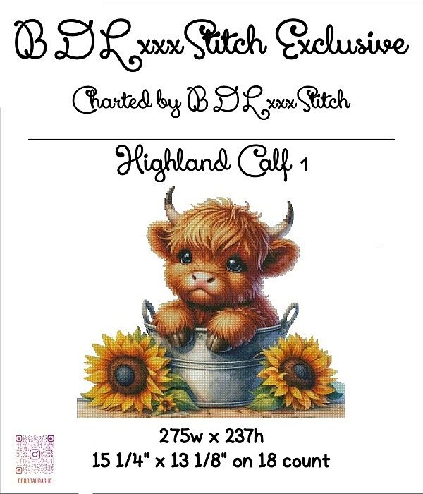 Scottish Highland Cow Cross Stitch Pattern | Inspire Uplift