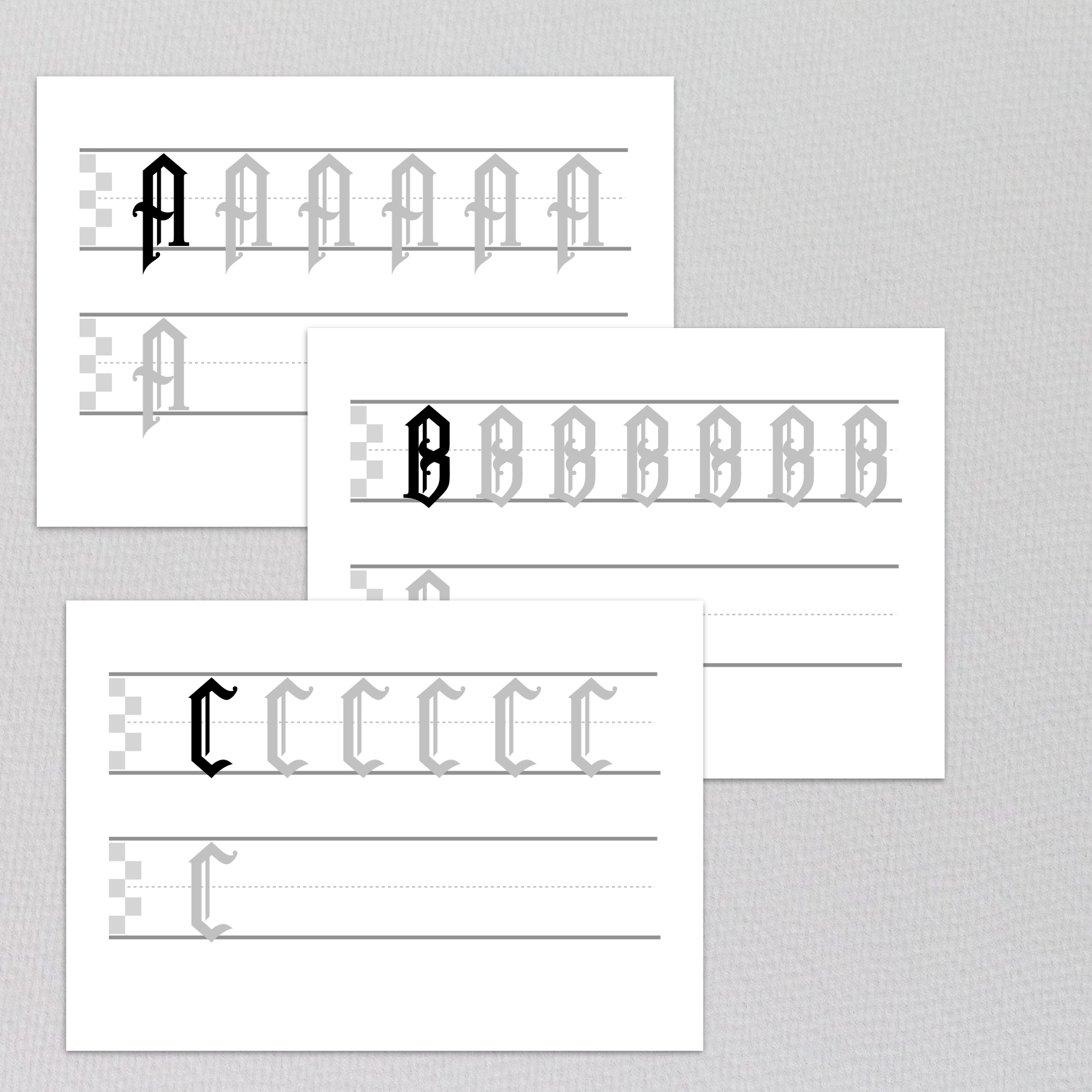 Printable Gothic Letters Worksheets,Gothic Calligraphy Pract | Inspire ...