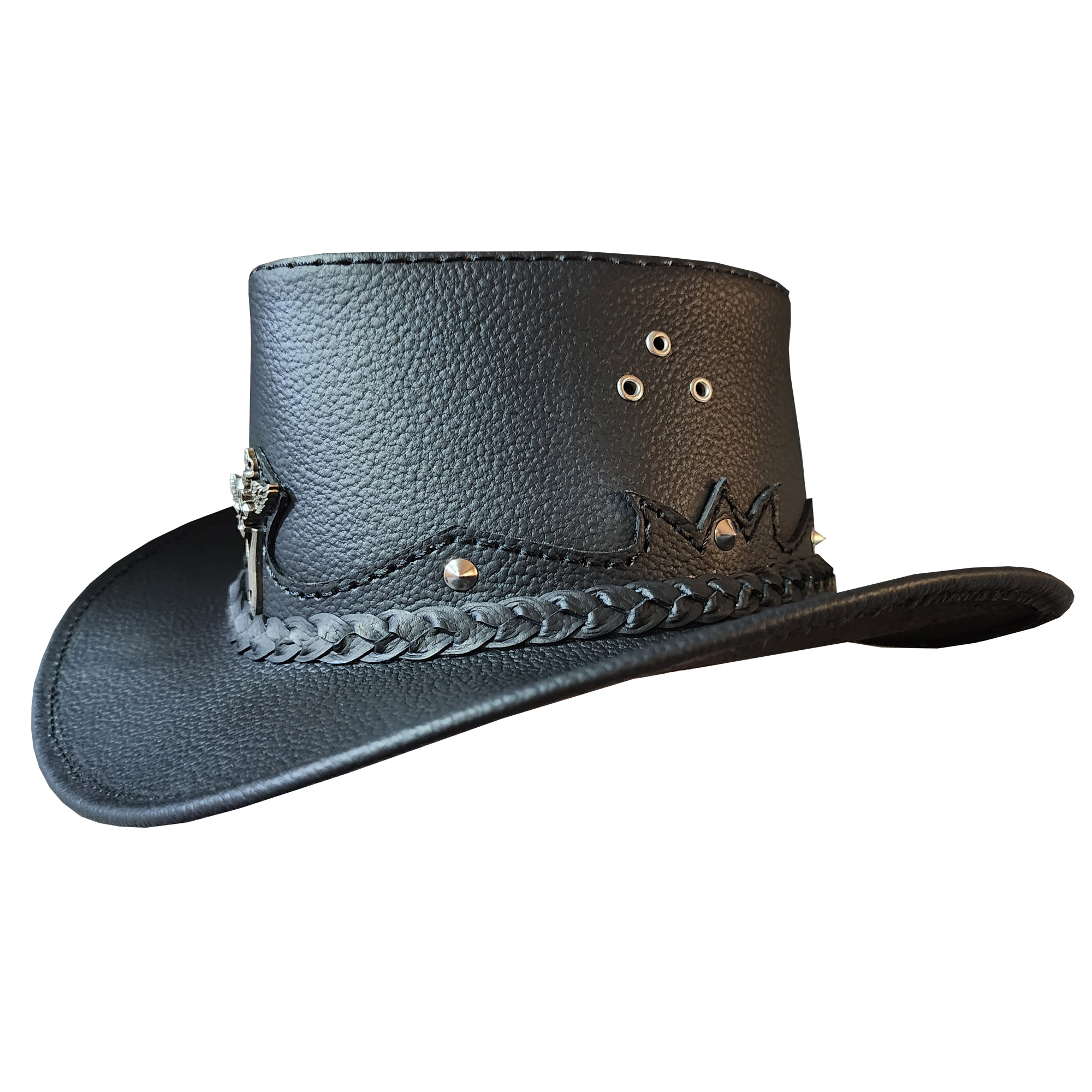Western Australian Cowboy Outback Black Leather Hat | Inspire Uplift