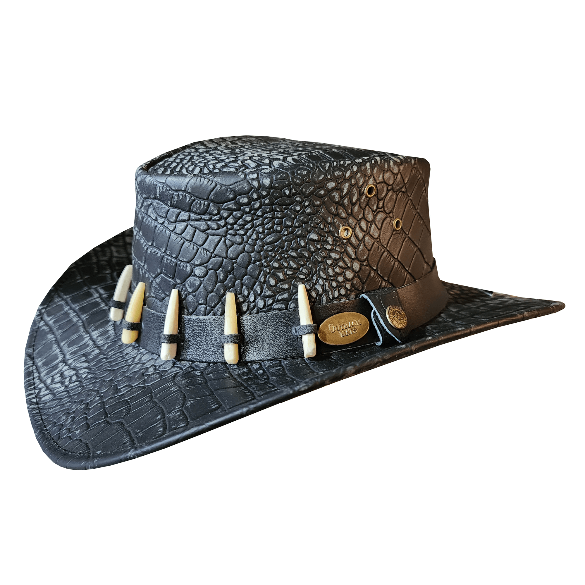 Bushman Style Black Crocodile Leather Outback Hat | Inspire Uplift