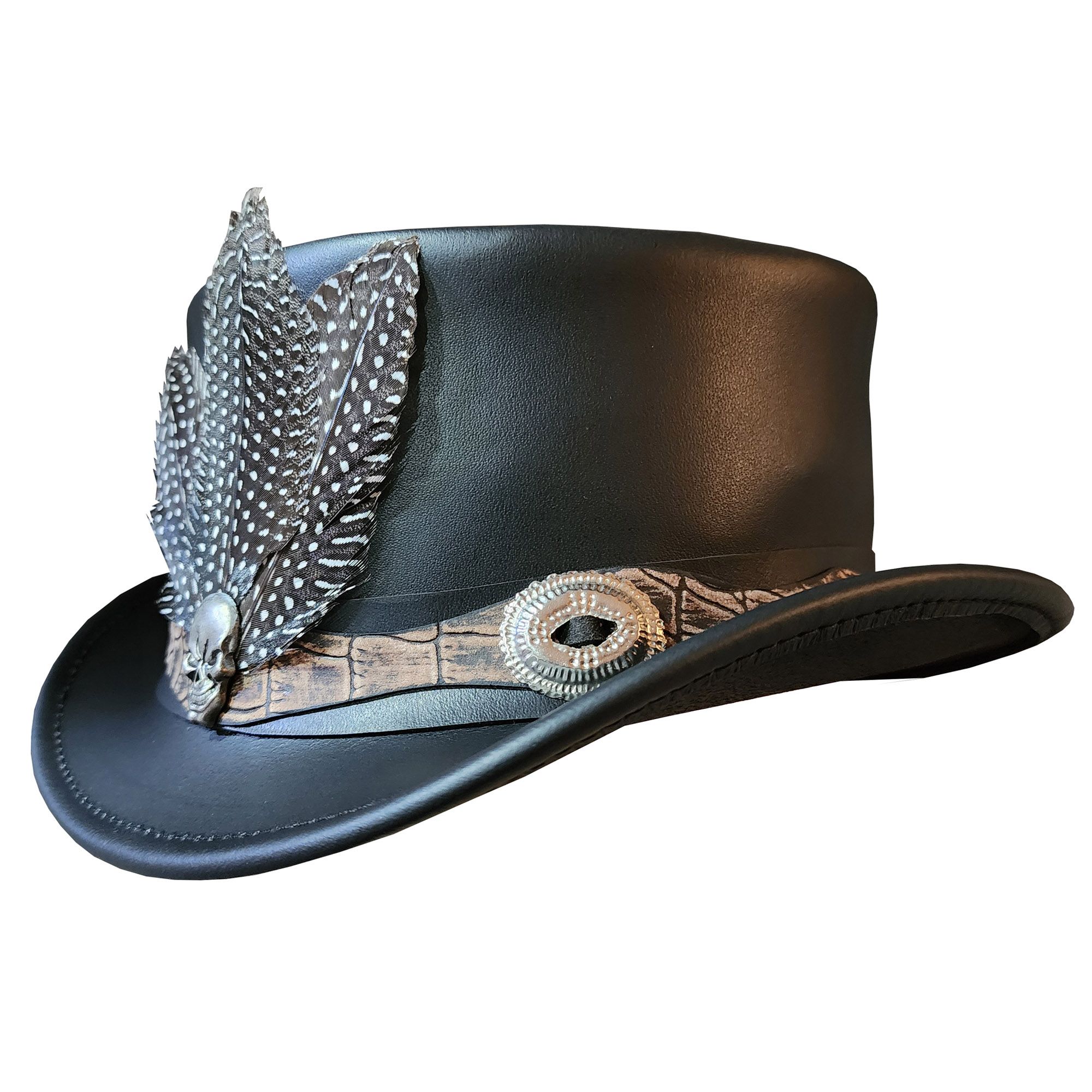Gothic Wrath Black Leather Top Hat | Inspire Uplift